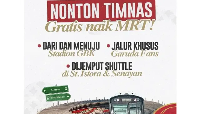 Fasilitas Gratis MRT Bagi Penonton Laga Indonesia vs Jepang di GBK ...